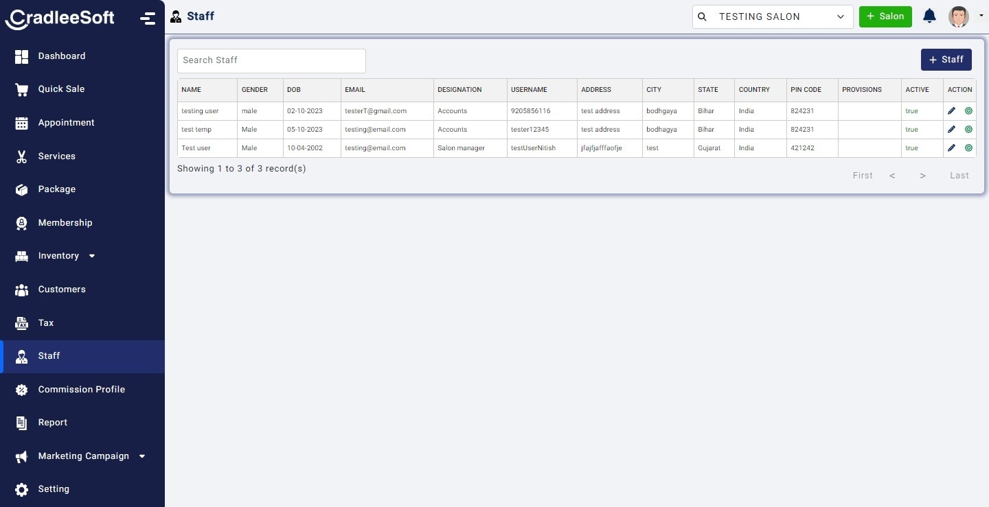 Staff Management - CradleeSoft